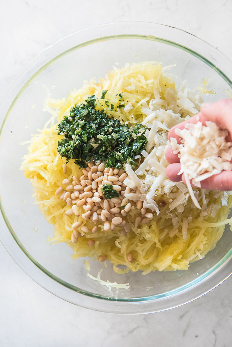 Simple Spaghetti Squash with Garlic and Parmesan - Mountain Mama Cooks