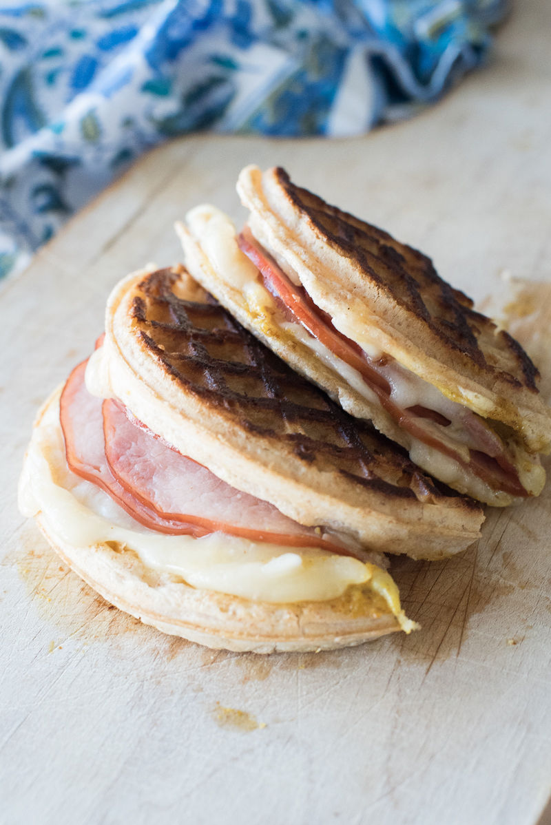 (Frozen) Waffle Grilled Ham and Cheese - Mountain Mama Cooks